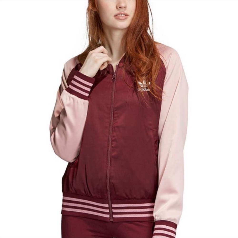 Adidas Satin Bomber Track Jacket - Gem